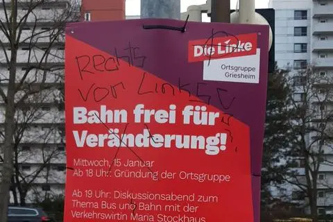 Wahlplakate der Partei Die Linke in Griesheim beschmiert